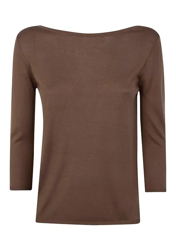 Rossopuro Long Sleeve U-back Top - Brown