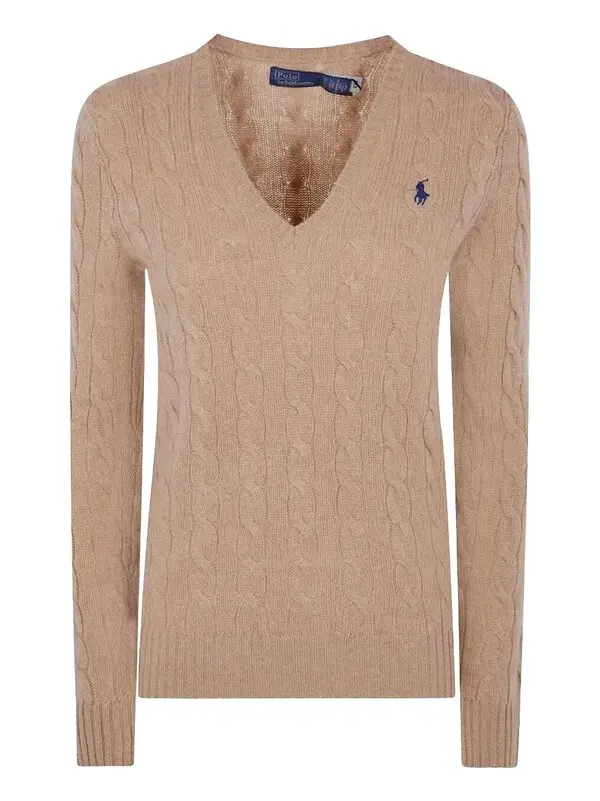 Polo Ralph Lauren Kimberly Long Sleeve V-neck - Beige