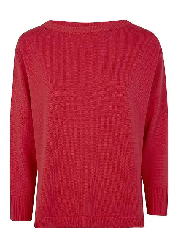 Rossopuro Long Sleeved Boat Neckline Sweater - Red