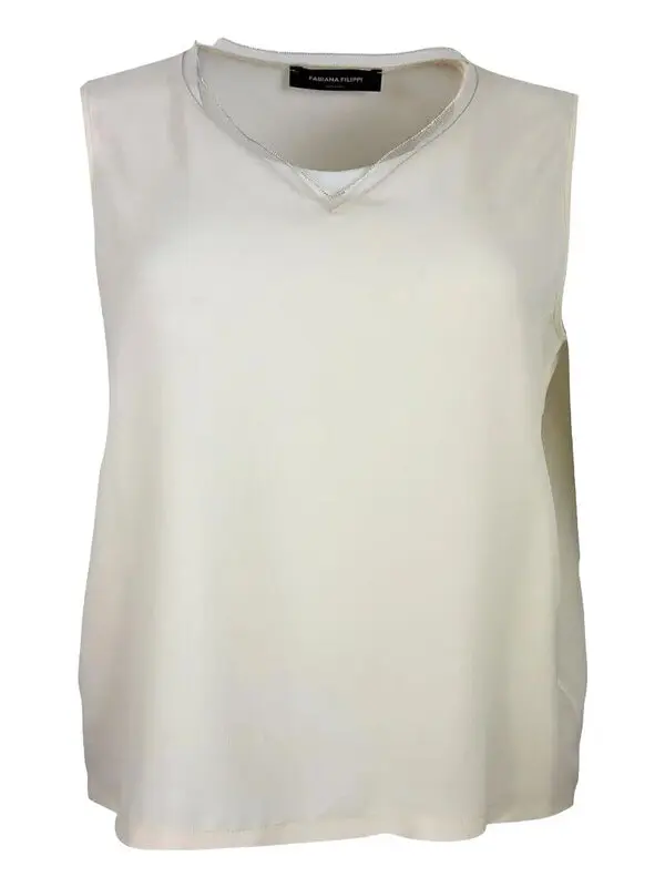 Fabiana Filippi Round Neck Tank Top - White