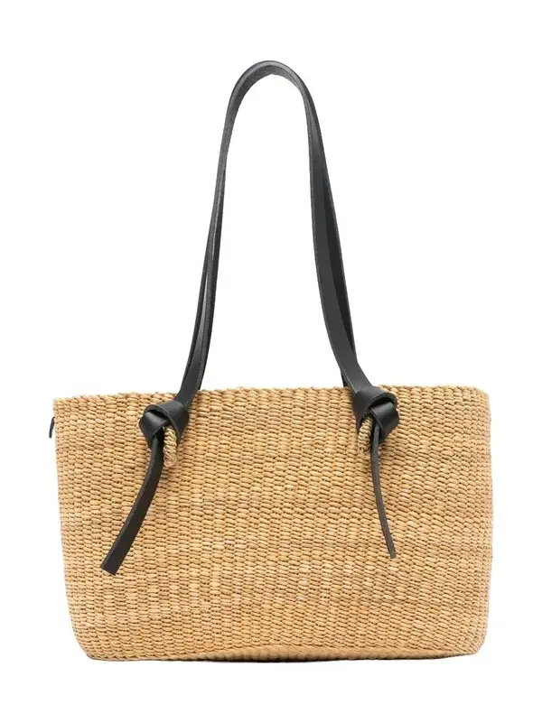 Muuñ Zorro Straw Shoulder Bag - Beige