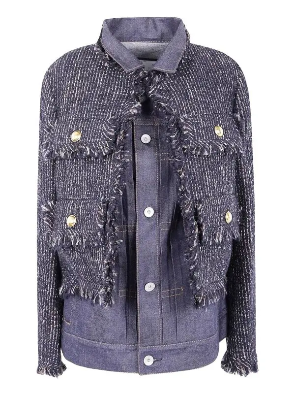 Sacai Tweed Split Jacket - Blue