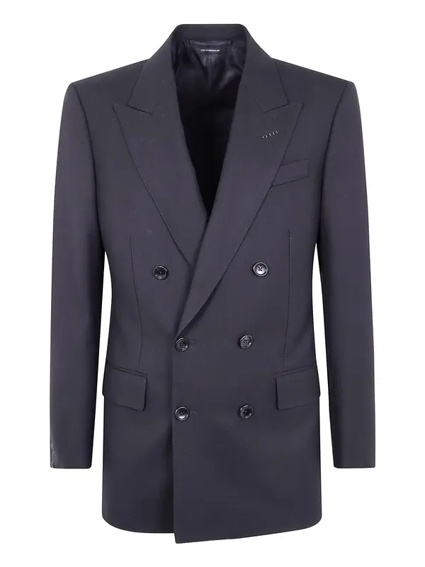 TOM FORD High Twist Broken Twill Double Breast Jacket - Black