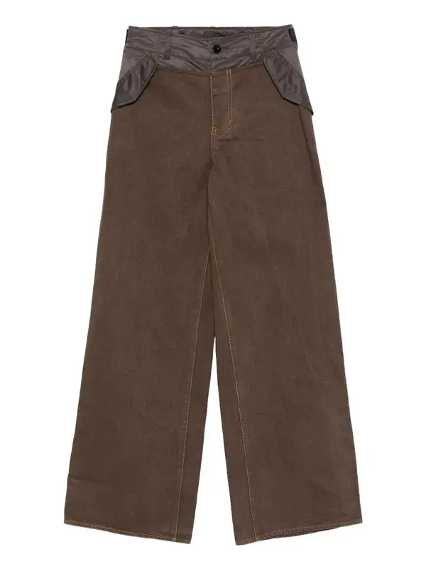 Sacai Wide-leg Denim Pants - Brown