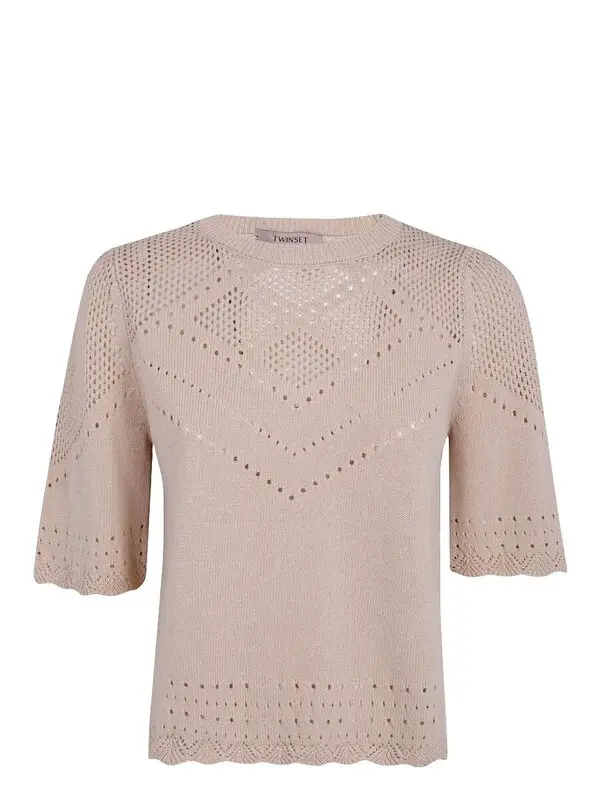 TWINSET Round Neck Pullover - Beige