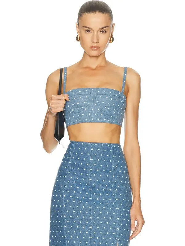 Carolina Herrera Cropped Bustier Top - Light Blue