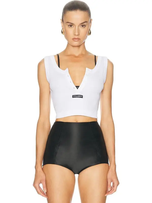 Dolce & Gabbana Cropped Tank Top - Optical White