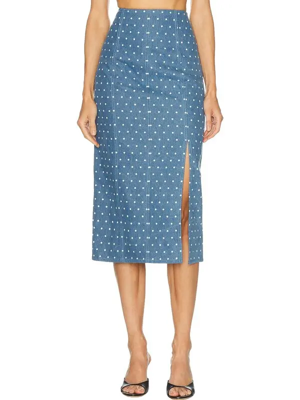 Carolina Herrera High-waisted Denim Midi Skirt - Light Blue