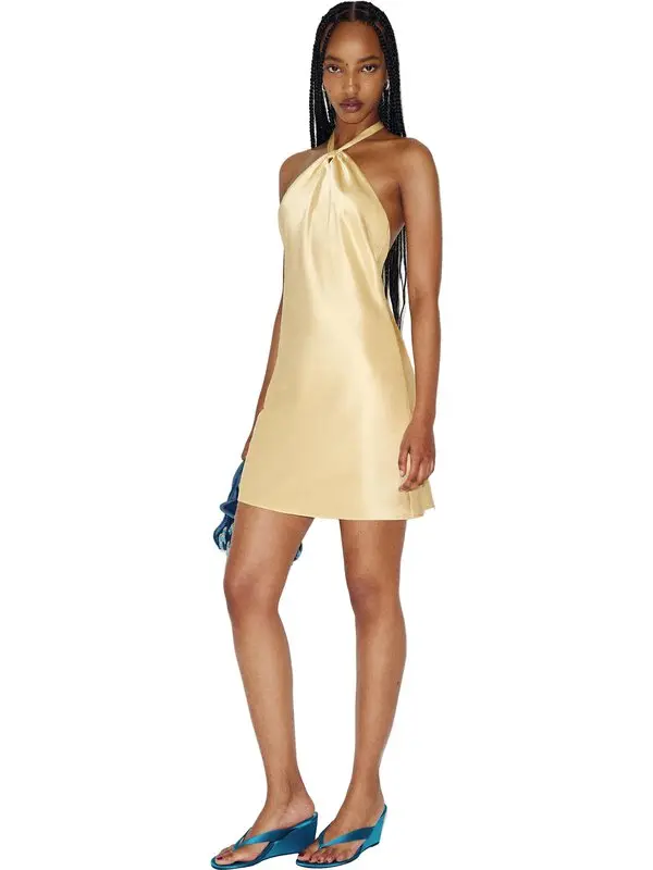 REFORMATION Opaline Silk Mini Dress - Yellow