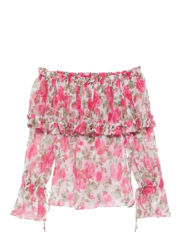 Chloé Printed Silk Top - Pink