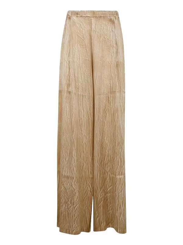 Avant Toi Silk Flared Leg Trousers - Beige