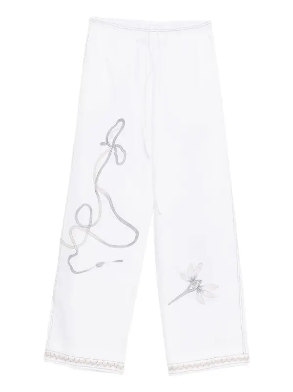 ALYSI Printed Cotton Trousers - White