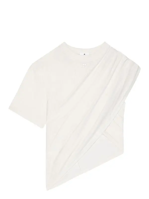 COURREGES Cotton Asymmetric T-shirt - White