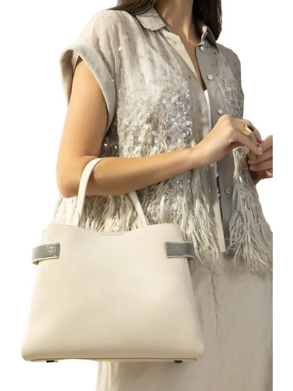 Brunello Cucinelli Suede Leather Tote Bag - Beige