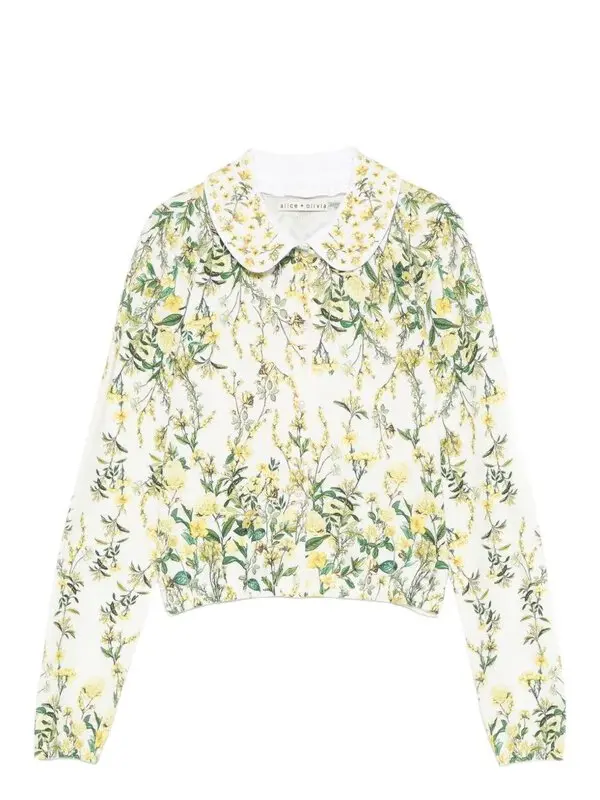 Alice + Olivia Carson Printed Cardigan - White