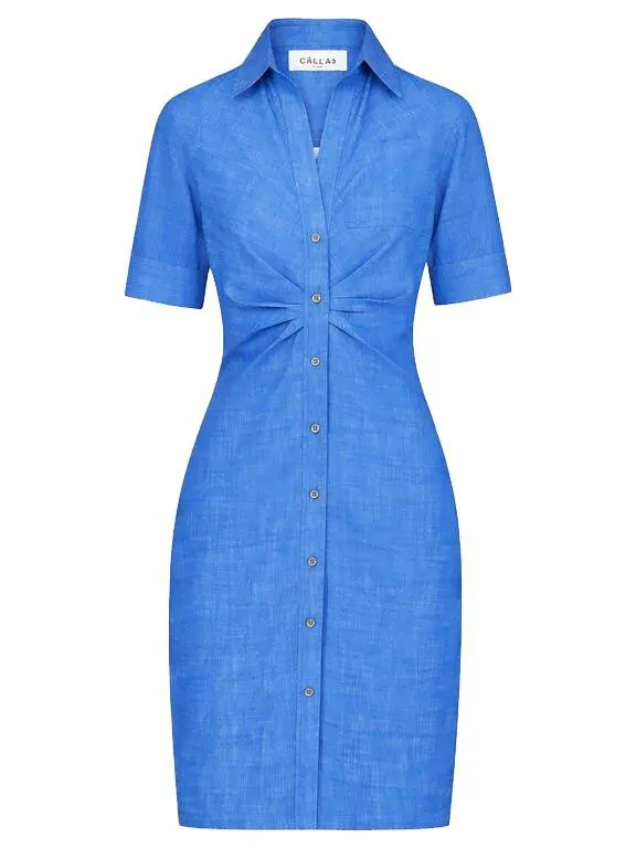 CALLAS MILANO Ondine Short-sleeve Shirt Dress - Blue / Denim
