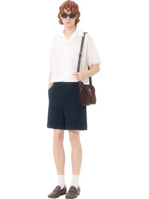 Valentino Garavani Cotton Gabardine Bermuda Shorts With Vlogo Embroidery - Black