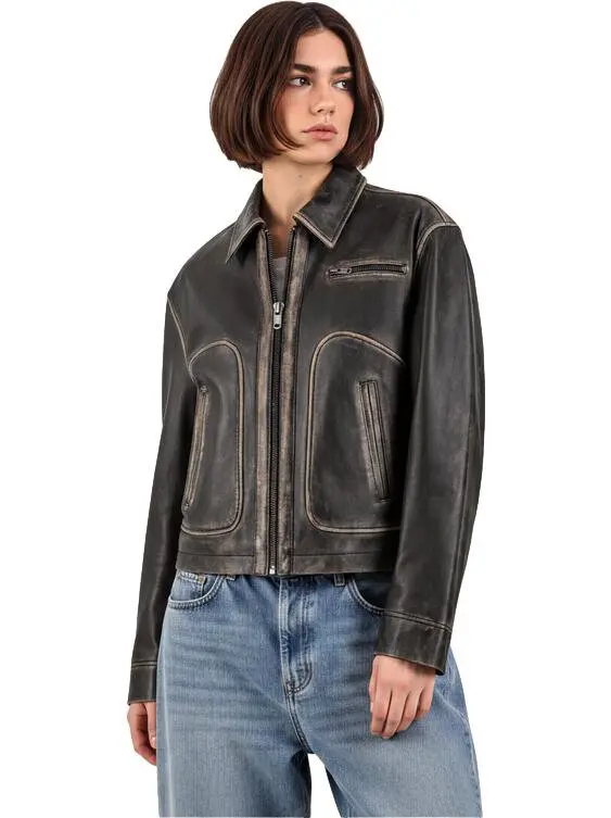 THE FRYE COMPANY Clancy Leather Jacket - Black