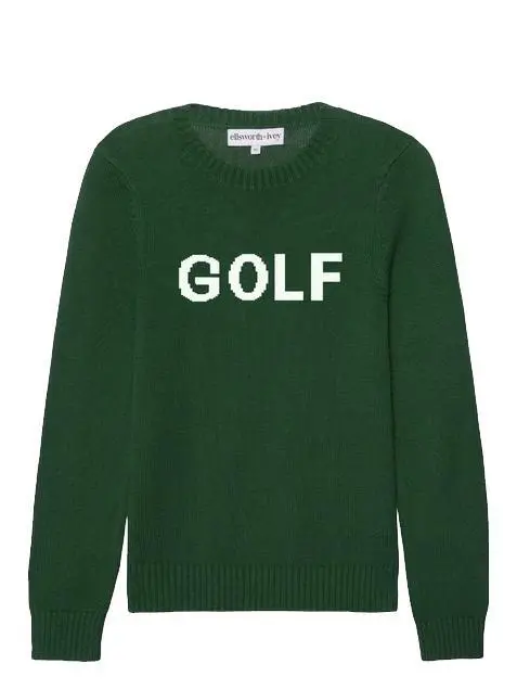 ELLSWORTH + IVEY Classic Crewneck Golf Knit Sweater - Green