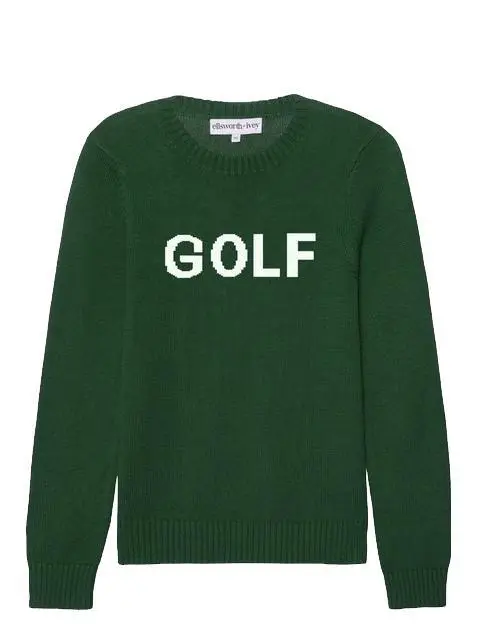 ELLSWORTH + IVEY Classic Crew Golf Knit Sweater - Green
