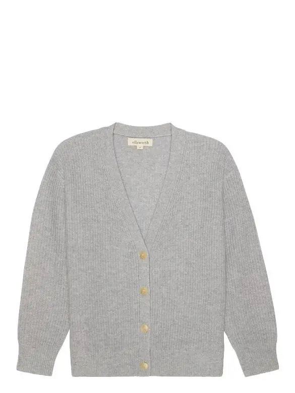ELLSWORTH + IVEY Lilah V-neck Cashmere Cardigan - Gray