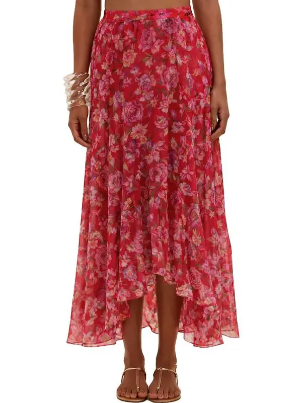 PatBO Peony Print Lycra Waistband Maxi Skirt - Floral