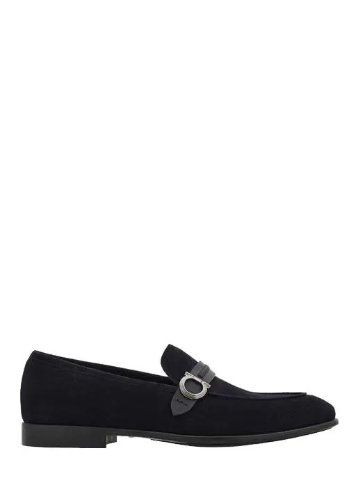 FERRAGAMO Gancini Ornament Moccasin - Navy
