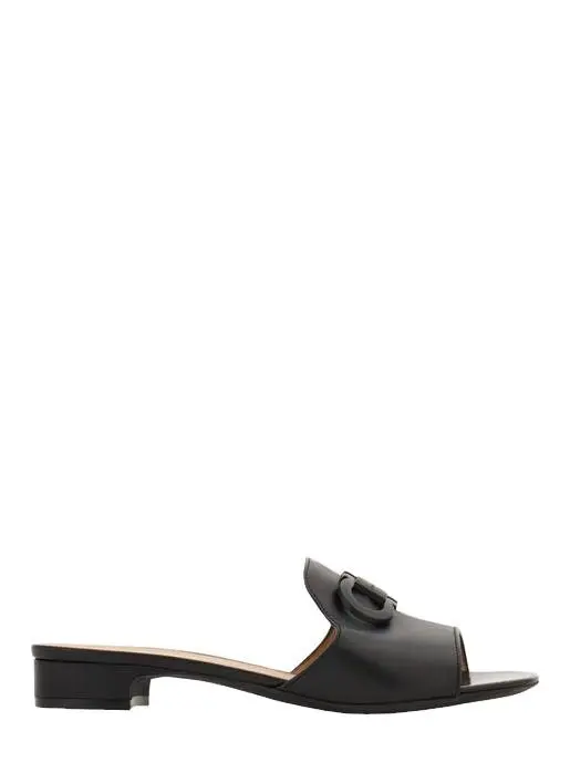 FERRAGAMO Gancini Ornament Slide - Black