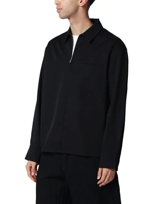 Jacquemus Mecano Zip-up Shirt In Wool - Black