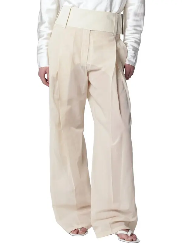 Sportmax Cotton Voile Wide-leg Trousers - Beige