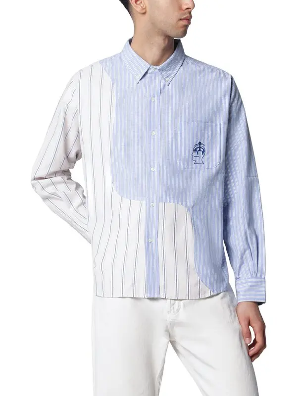 BRAIN DEAD Color-block Striped Cotton Shirt - Multicolor