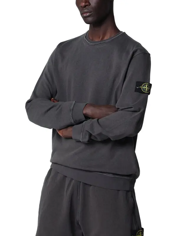 Stone Island Crewneck Sweatshirt In Slub Cotton - Grey