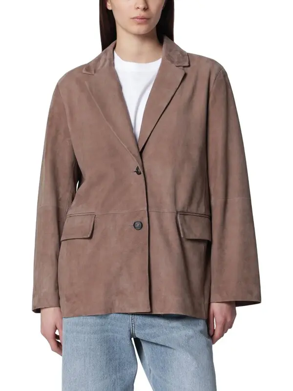 Max Mara Single-breasted Suede Jacket - Brown