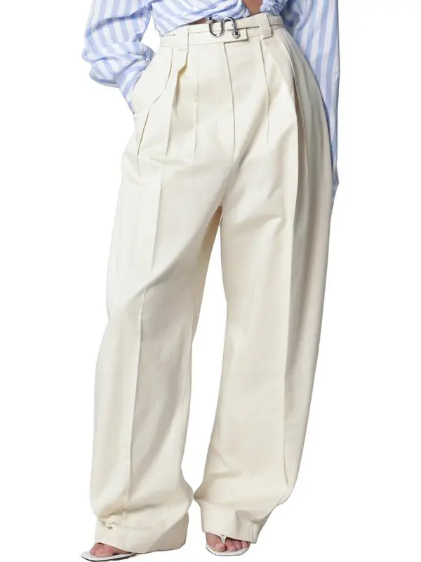 Sportmax Oversized Cotton Gabardine Trousers - Beige