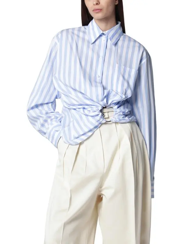 Sportmax Striped Cotton Poplin Shirt - Light Blue