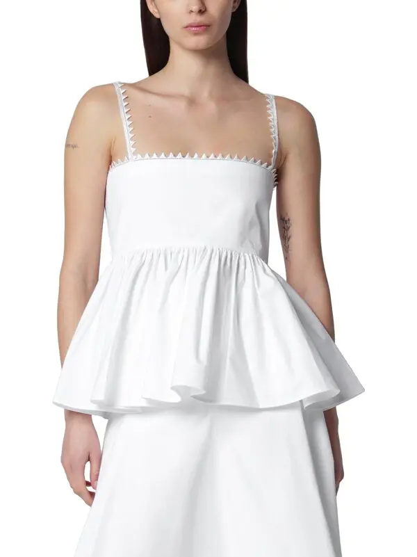 Jacquemus Traversin Ruffle Top - White