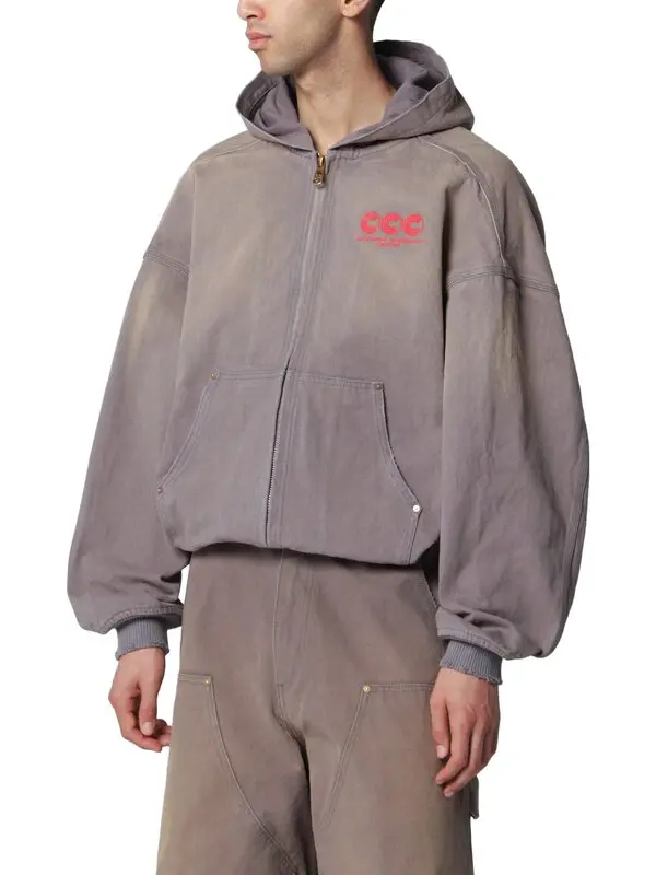 WILLY CHAVARRIA Graphite Zip-up Hooded Jacket - Grey