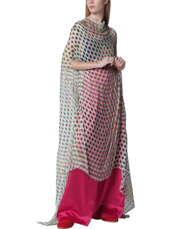 Dries Van Noten Cru Polka-dot Sheer Silk Cape - White