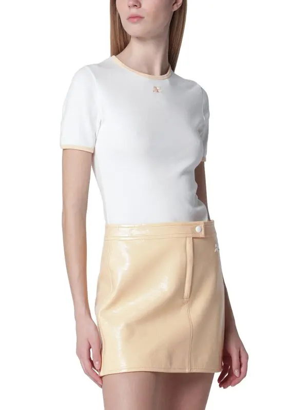 COURREGES Contrast Cotton Crew-neck T-shirt - White