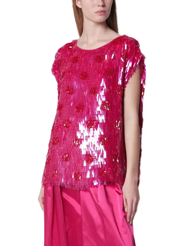 Dries Van Noten Silk Top With Sequin Embellishments - Pink