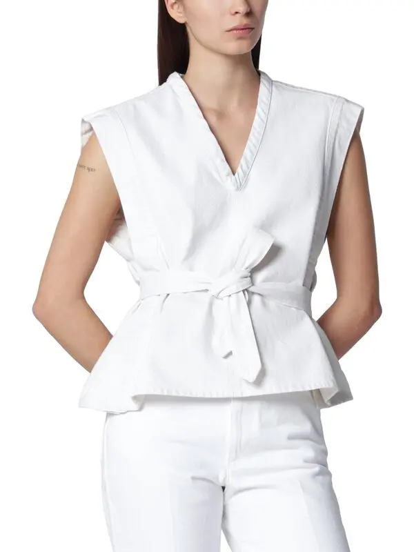 LEMAIRE Chasuble Shirt In Bleached Denim - White