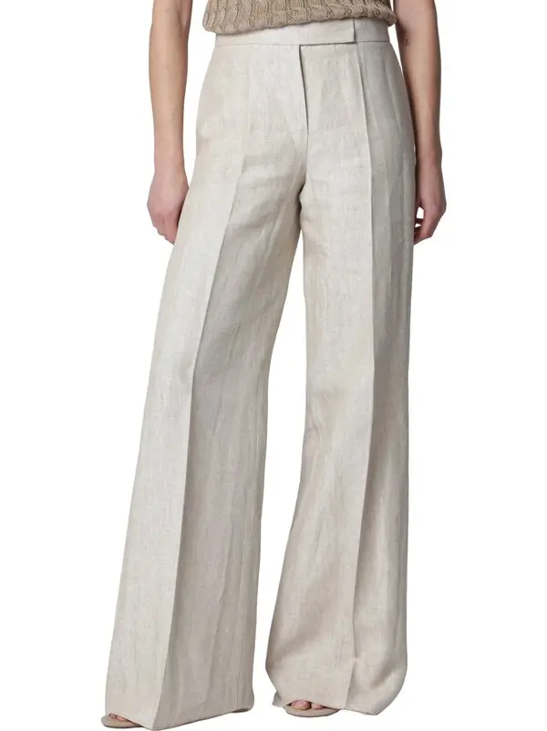 Max Mara Wide-leg Linen Drill Trousers - Beige