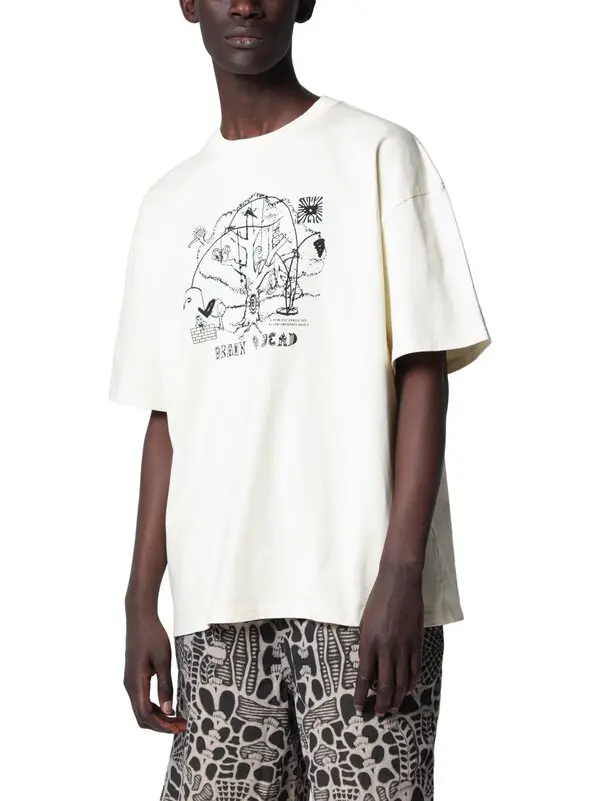 BRAIN DEAD Ivory T-shirt With Logo Print - White