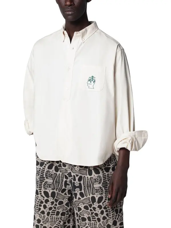 BRAIN DEAD Ivory Button-down Cotton Shirt - Beige