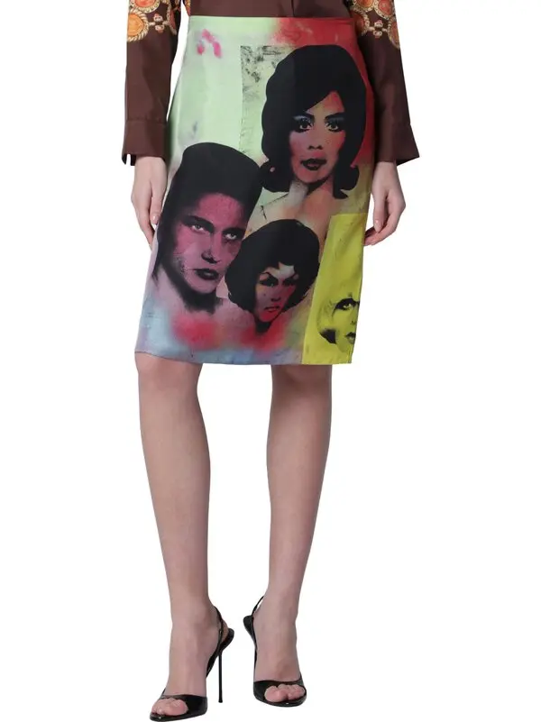 Versace Printed Silk Twill Midi Skirt - Multicolor