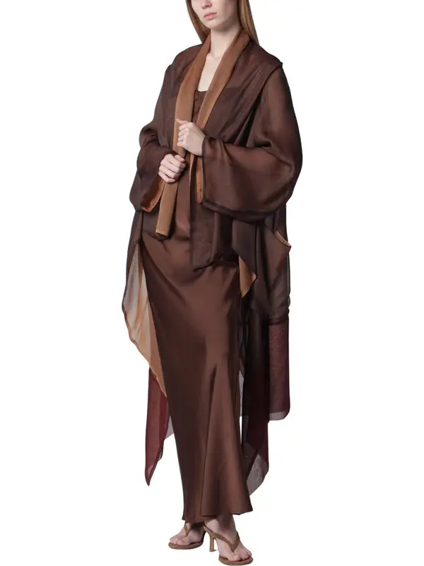 Alberta Ferretti Silk Organza Cape - Brown