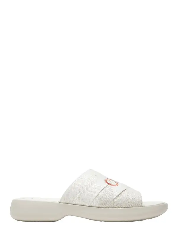 Chloé Poolette Clogs In Ivory Woven Linen - White