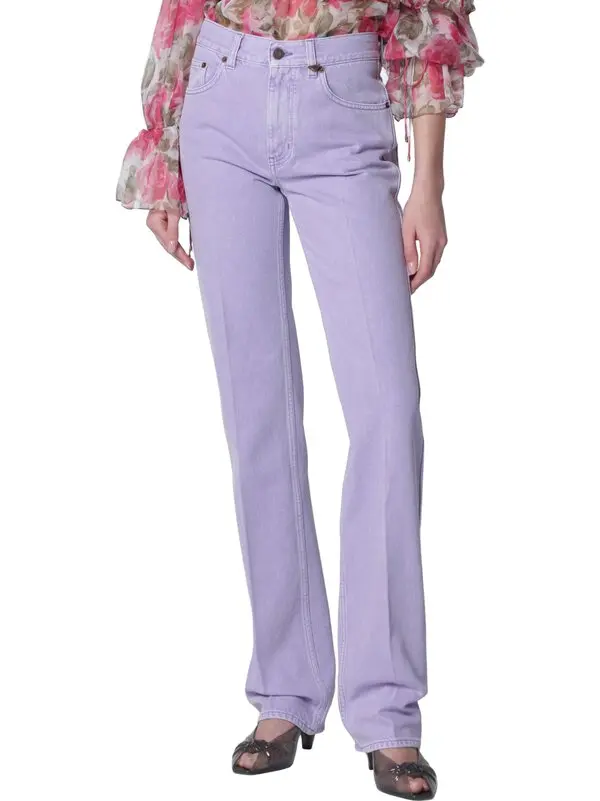 Chloé Straight Jeans In Lavender Organic Cotton Denim - Purple