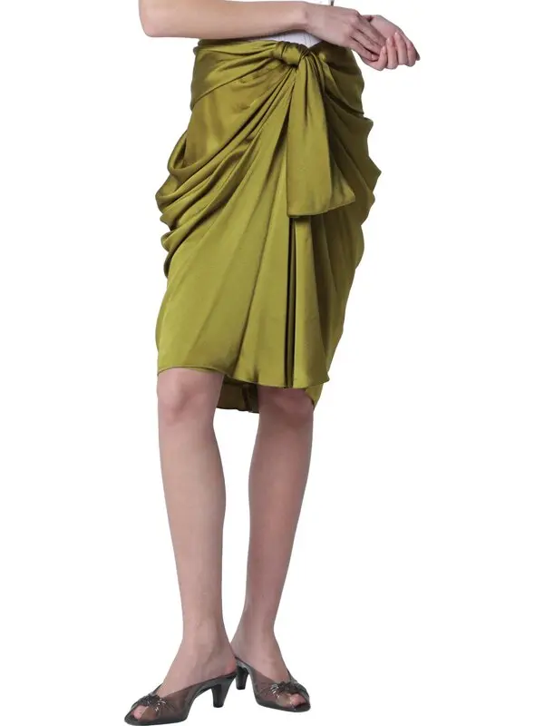 Chloé Draped Silk Knee-length Skirt - Green