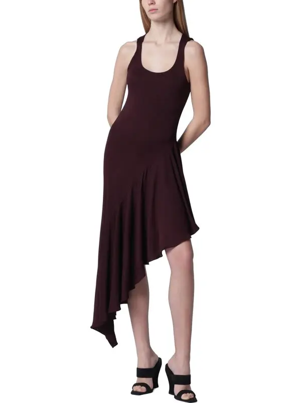 Alaïa Asymmetric Fluid Jersey Dress - Burgundy